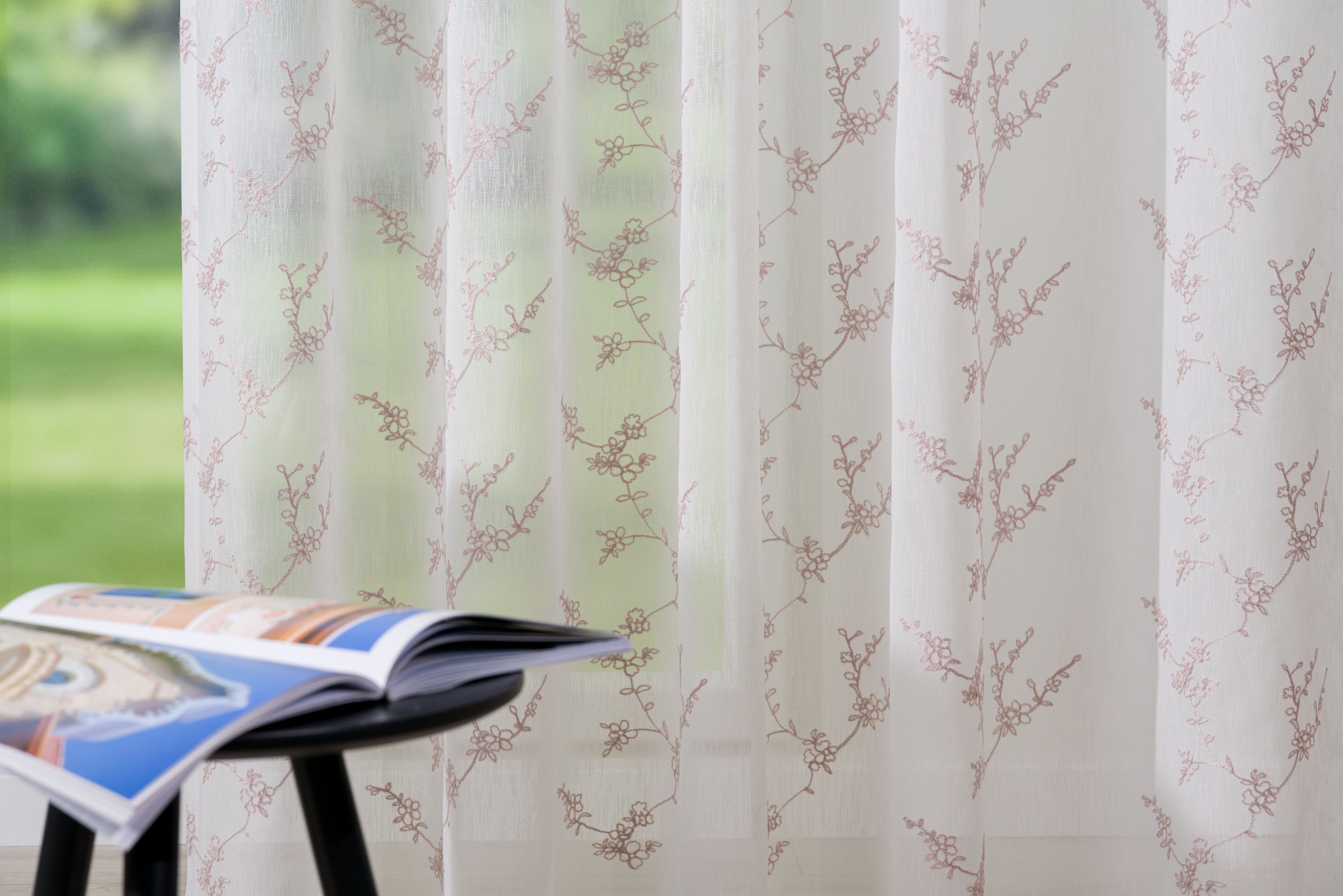 AFRODITA Pink floral Custom Made Curtains - sheer – Scarlet's Way Australia